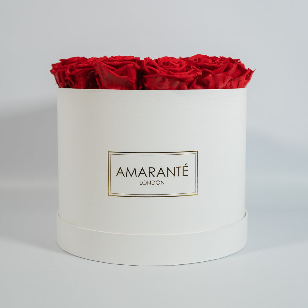 Preserved Flowers > Infinity Roses > White Round Large Matte Rose Box ...
