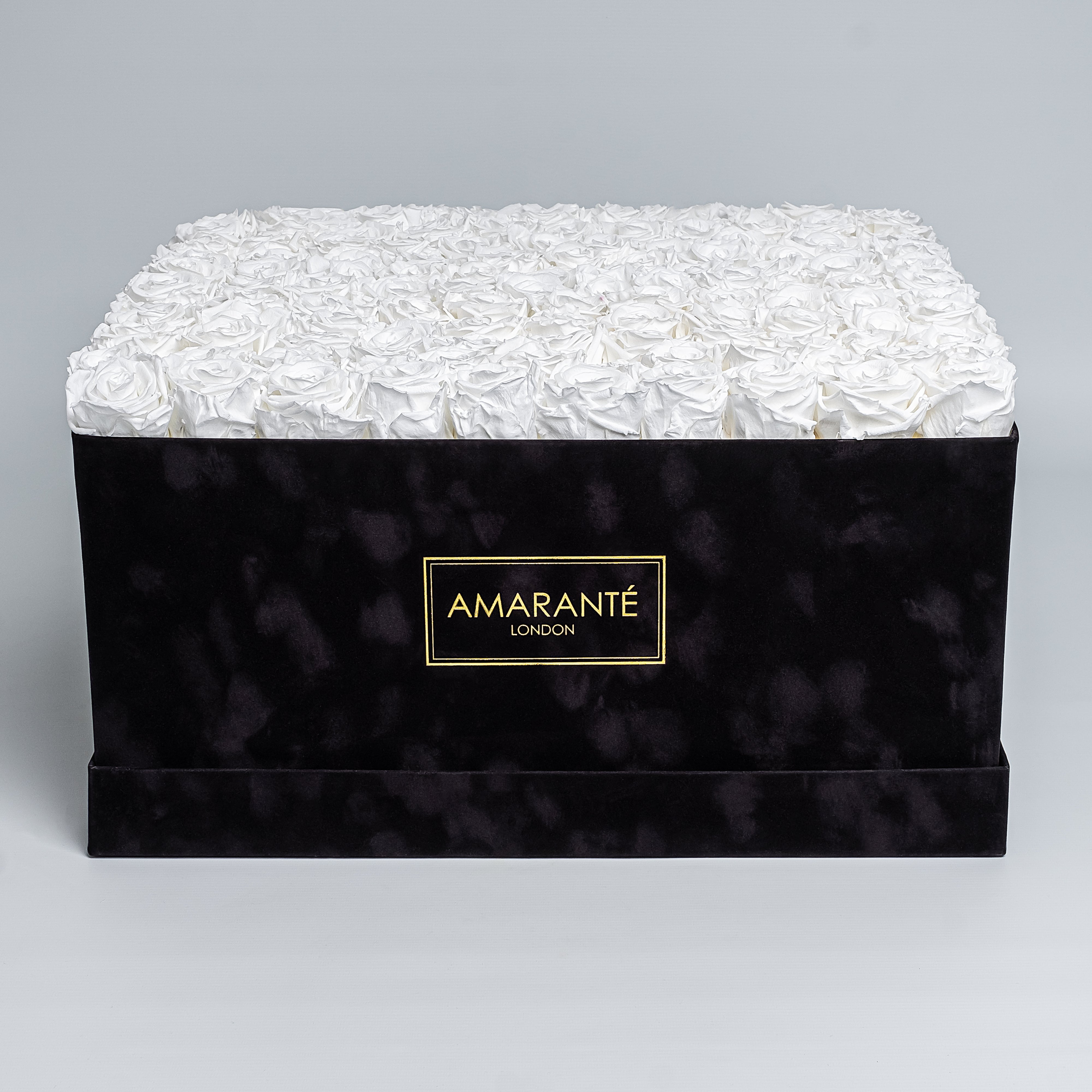 Super Deluxe Square Black Rose Box with 150 Large Roses – Amarante London