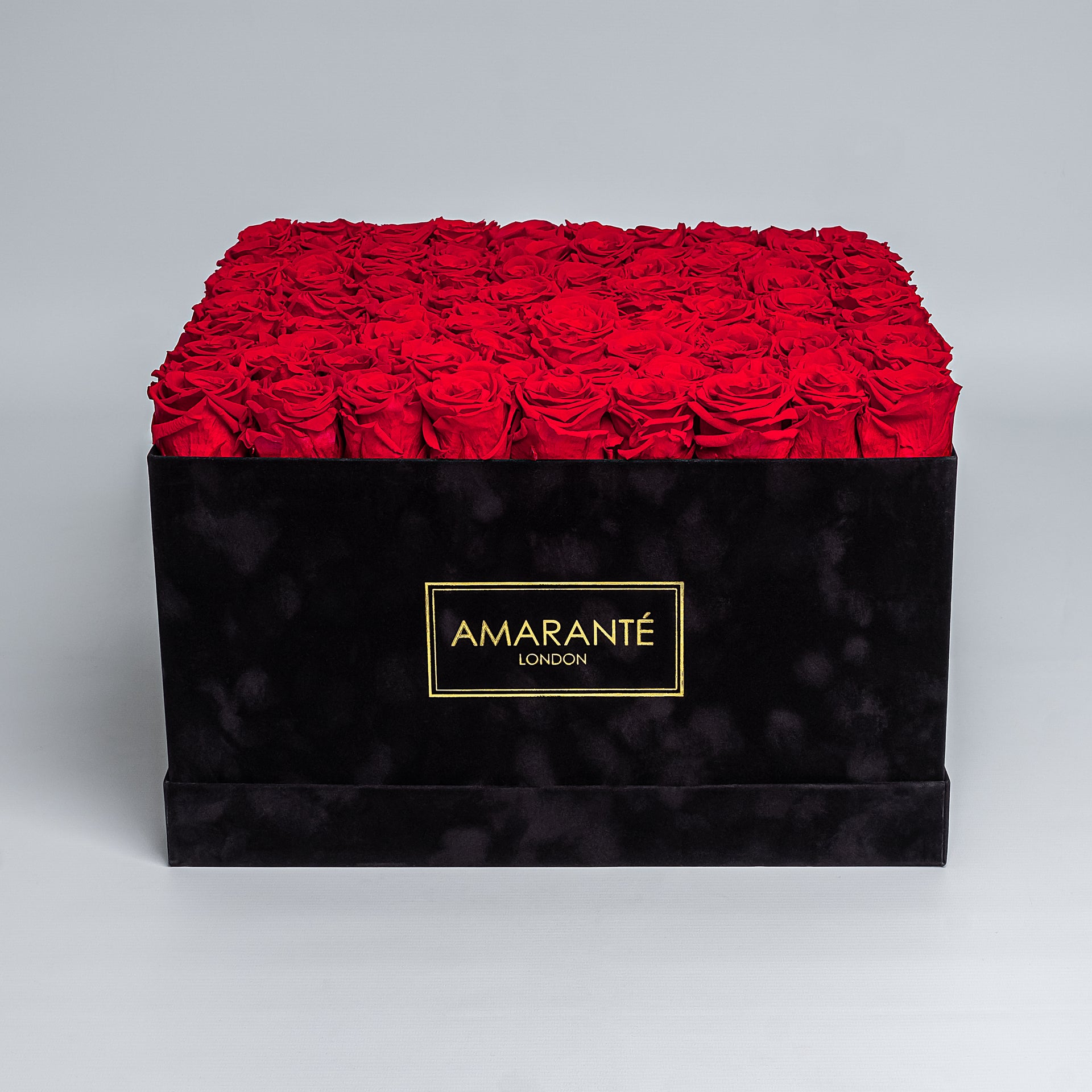 100 Roses in 14 colours, in a Deluxe Square Black Rose Box – Amarante ...