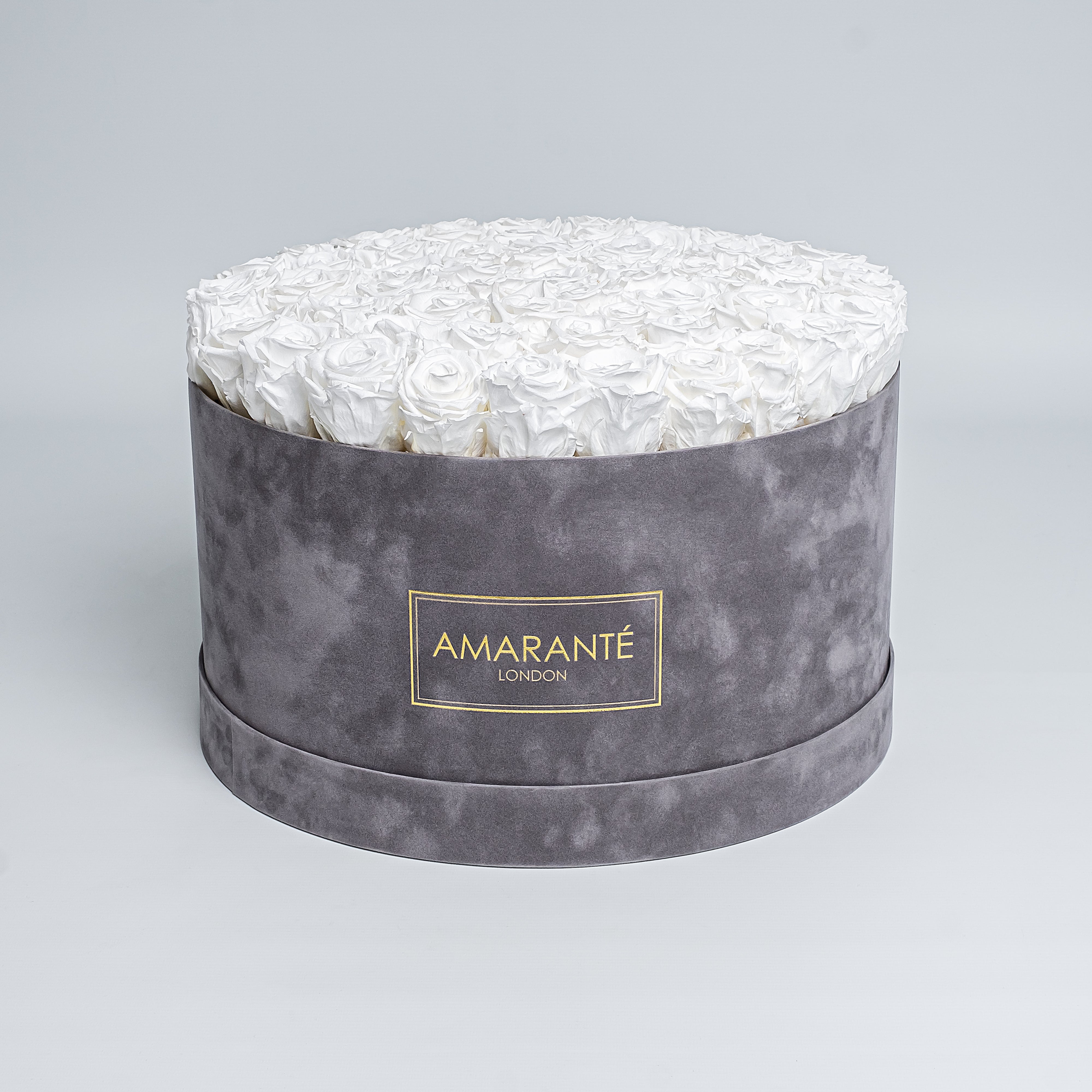 Preserved > infinity Roses > 60-70 Roses Deluxe Grey Round Rose Box ...