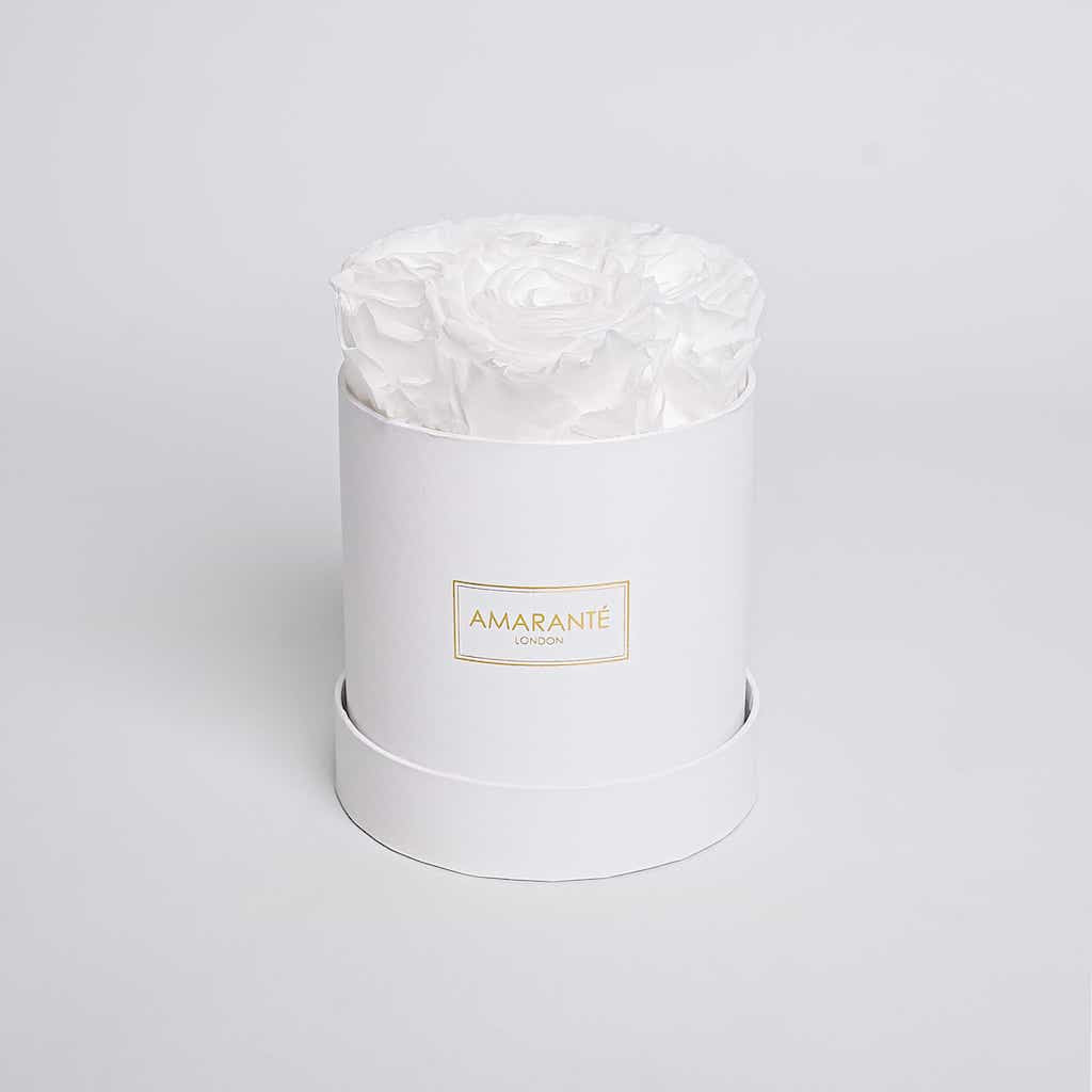 Infinity Roses > Small White Round Matte Rose Box – Amarante London