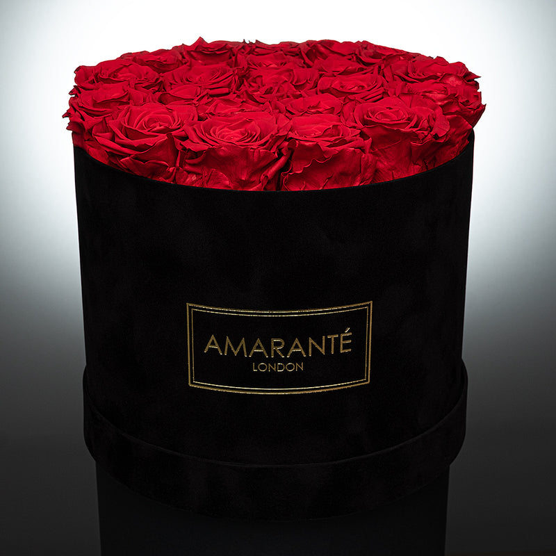 Medium Round Black Suede Rose Box